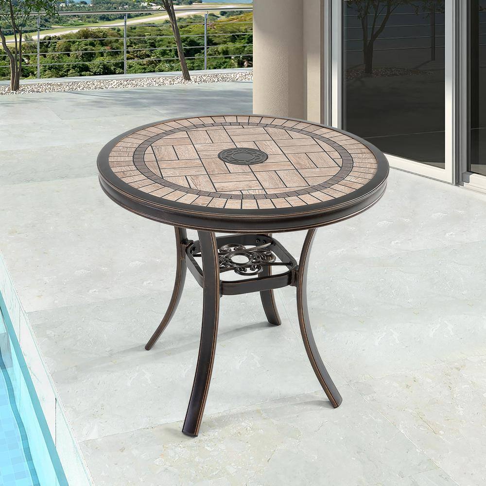 Reviews for Clihome 31 in. Patio Round Tile-Top Dining Table | Pg 1 ...