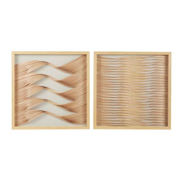 Litton Lane Brown Handmade Geometric Shadow Box with Rattan Weaving ...