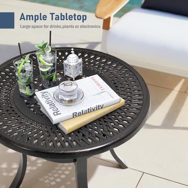 Black aluminum outdoor side table store