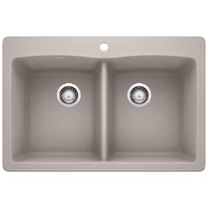 Blanco DIAMOND Dual Mount Granite Composite 33 in. 1-Hole 50/50 Double ...