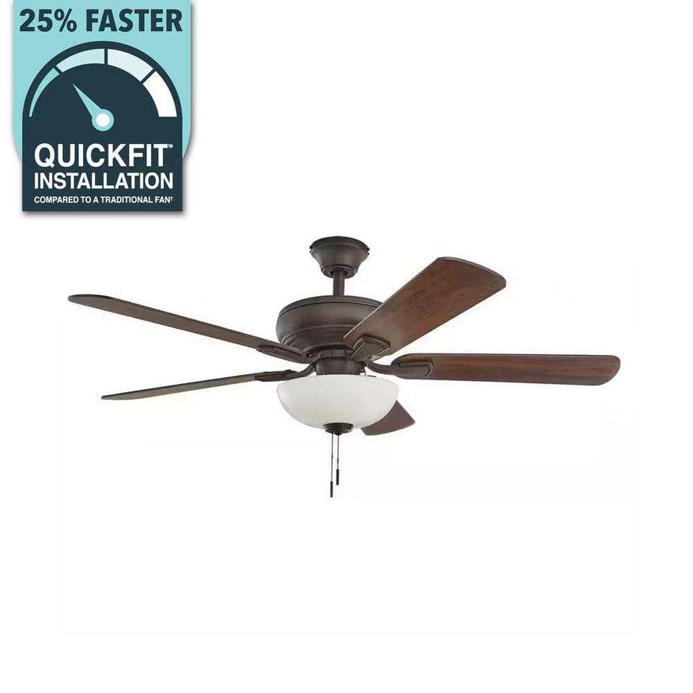 Hampton Bay Rothley II 52 in. Indoor LED Bronze Ceiling Fan with Light ...