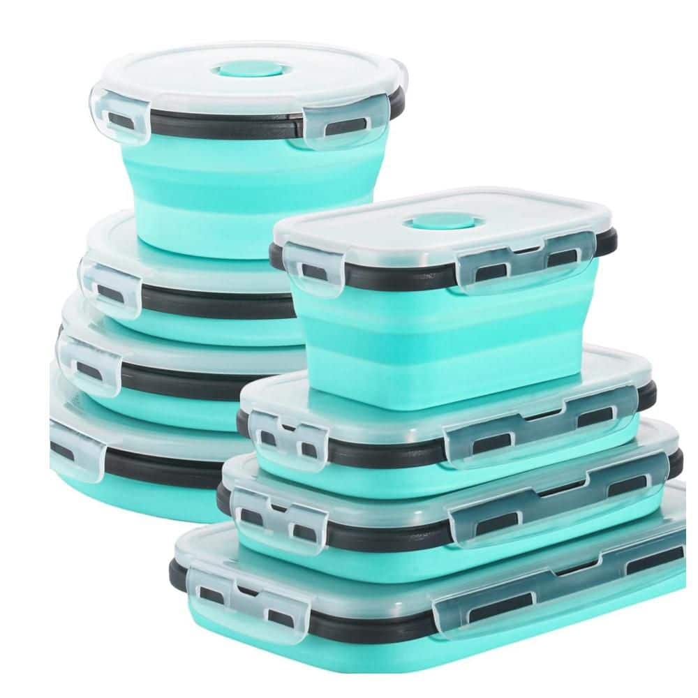 Numhew 8-Pack Collapsible Food Storage Containers with Lids, Silicone ...