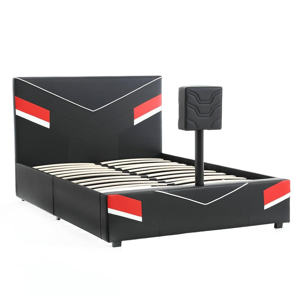 X Rocker Orion eSports Gaming Bed Frame with TV Mount, Black/Red, Full ...