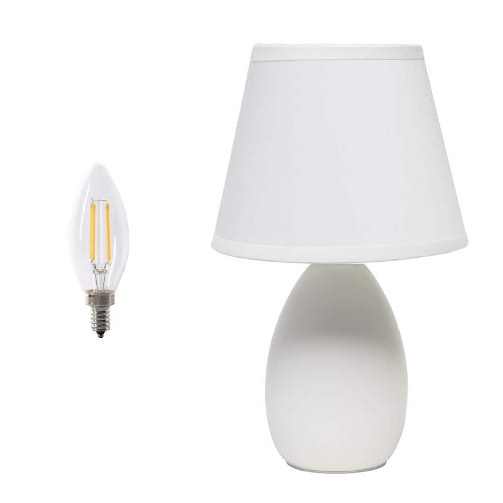 Simple Designs 9.45 in. Mini Egg Oval Ceramic Table Lamp with Matching ...