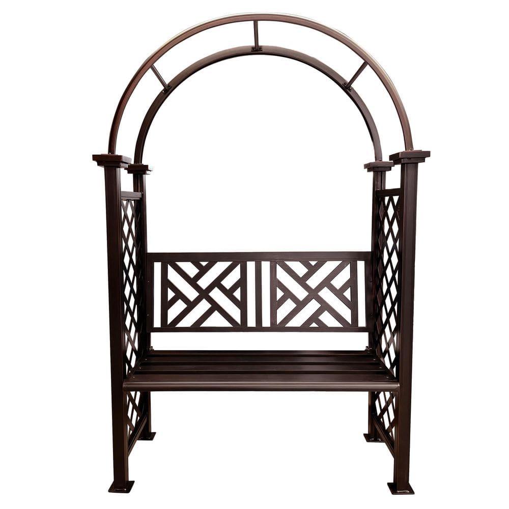 Oakland Living Bronze Aluminum Garden Arbor Arch with 2-Seater Bench GA ...