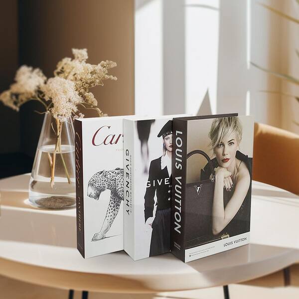 Black, White Decorative Faux Books with Hidden Storage, Modern Coffee ...