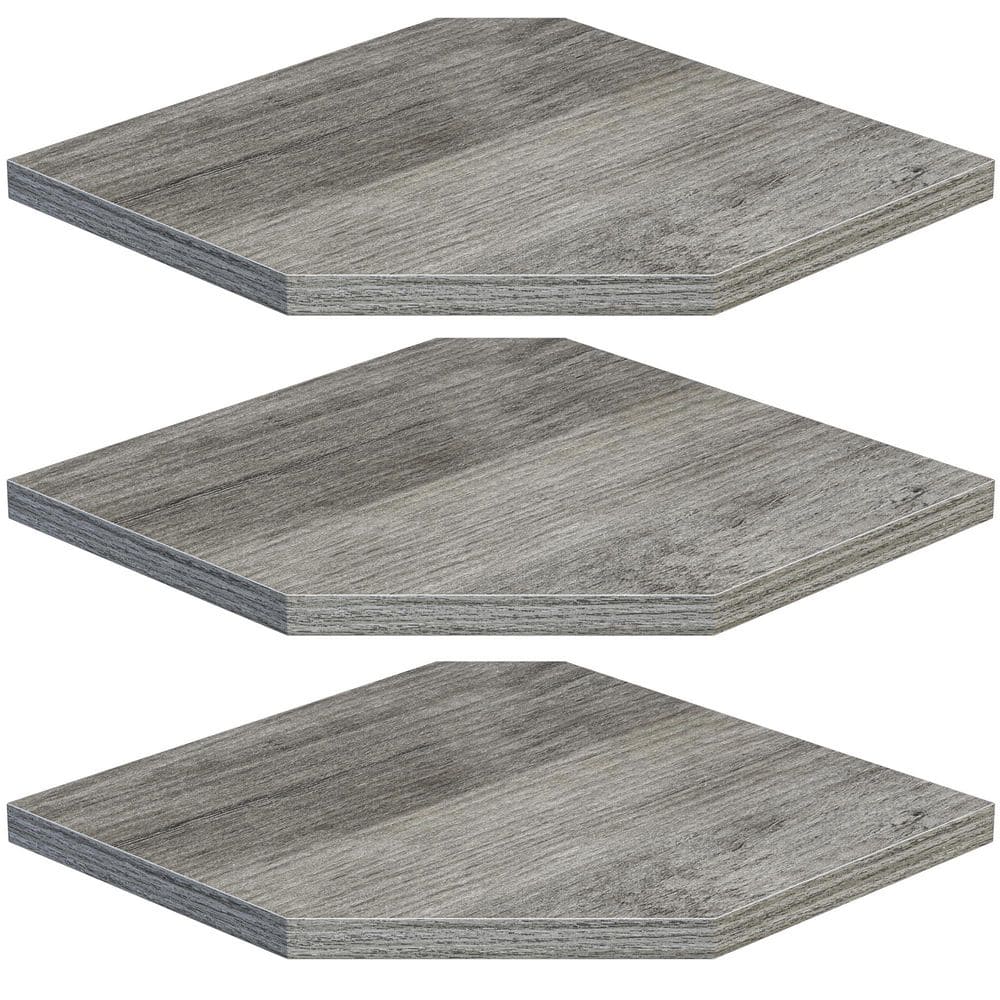 7 in. W x 7 in. D Gray Corner Shelf Wall Mount Floating Corner Shelves ...