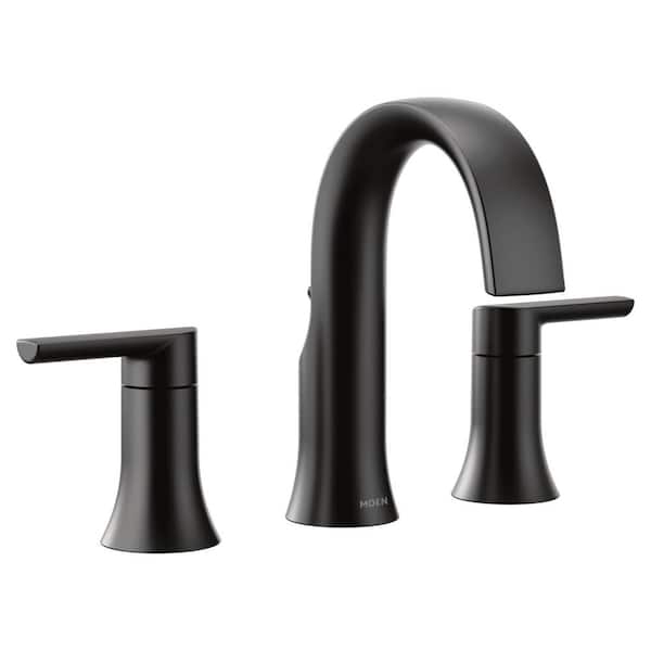 MOEN Doux Matte Black 8 inch Widespread 2-Handle Bathroom Faucet, Valve ...