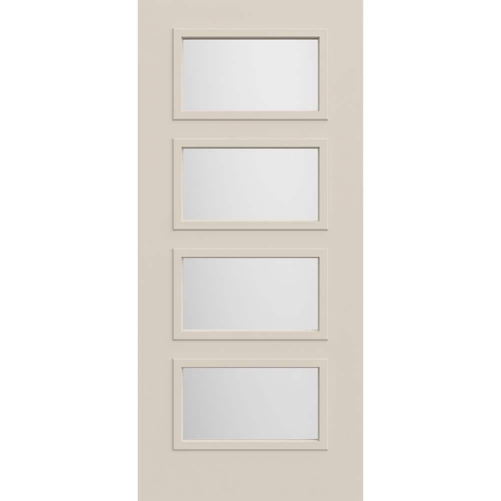 JELD-WEN 36 in x 80 in 4-Lite Equal Right-Hand/Inswing Frosted Glass ...