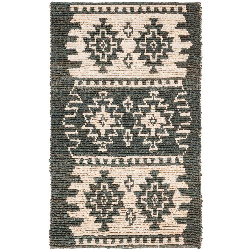 SAFAVIEH Bohemian 3 ft. x 5 ft. Gray/Beige Striped Aztec Diamond Area ...