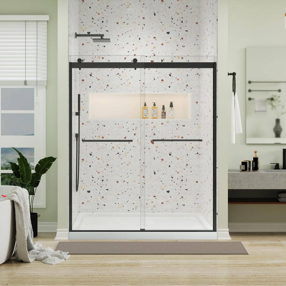 ANGELES HOME 56-60 in. W x 74 in. H Sliding Frameless Shower Door in ...