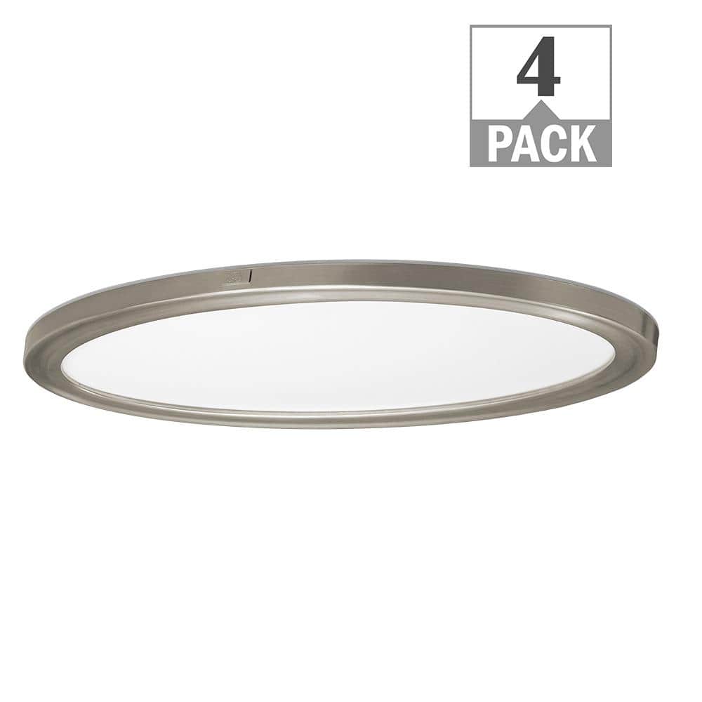 ETI LIGHTING 32 in. Brushed Nickel Oval LED Flush Mount Ceiling Light ...