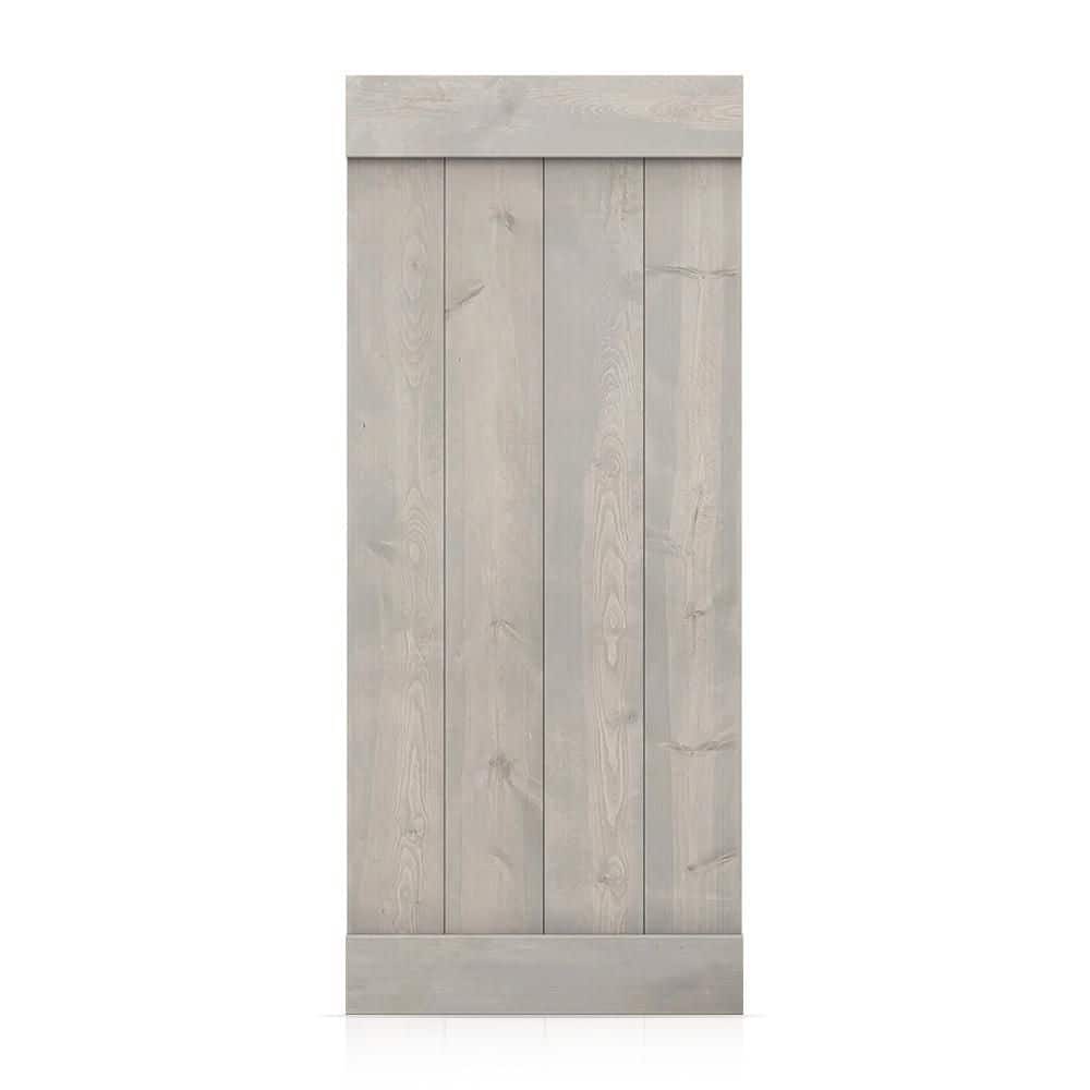 CALHOME 32 in. x 64 in. Silver Gray Solid Pine Wood Bathroom Stall ...