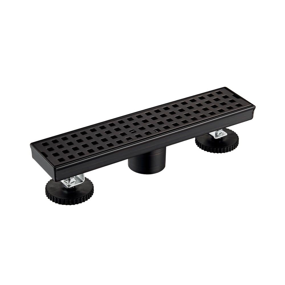 LUXIER 12 in. Stainless Steel Linear Shower Drain with Square Pattern ...