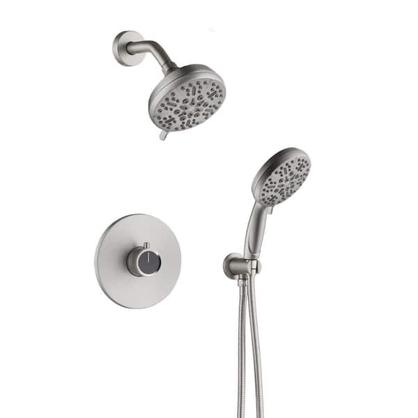 EVERSTEIN 1-Handle 5-Spray Round Rain Shower Faucet Combo Set 1.8 GPM ...