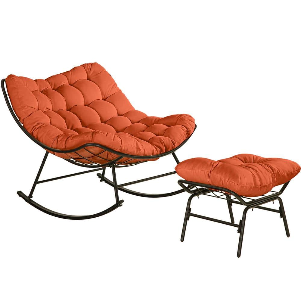 JUSKYS Modern Egg Style Large Size Metal Rocking Papasan Chair With ...