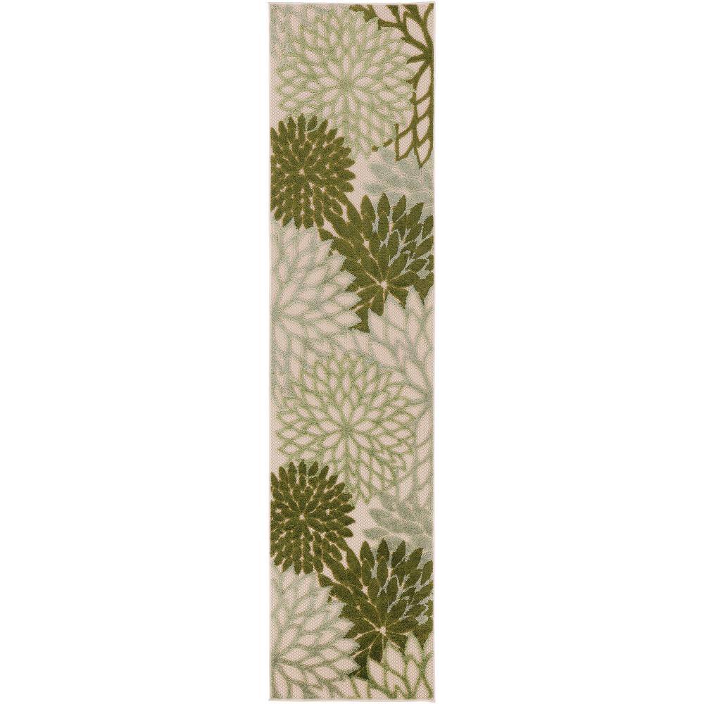 Nourison Aloha Ivory Green 2 ft. x 6 ft. Floral Contemporary Runner ...