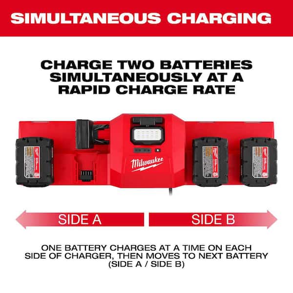 Milwaukee M18 and M12 Lithium-Ion Gangbox 4-Port Rapid Charger 48-59-1804 - The Home Depot