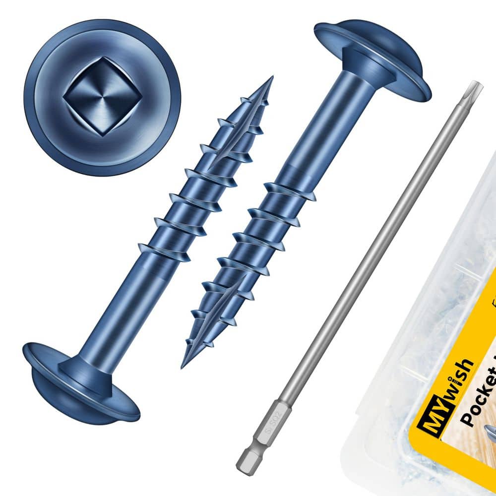 MYWISH 100-Pack #8 x 1-1/4 in. Blue Self-Tapping Square Washer Head ...