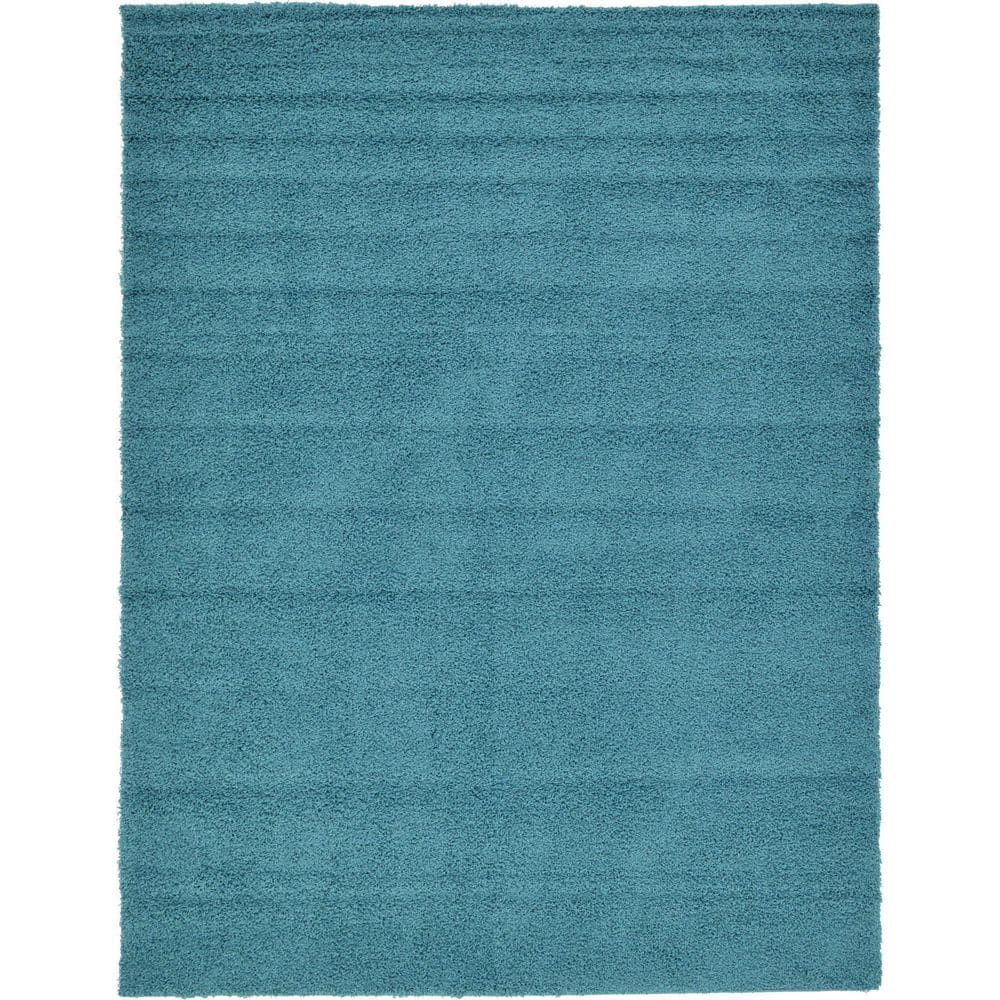 Unique Loom Solid Shag Aqua Blue 9 ft. x 12 ft. Area Rug 3127854 - The ...