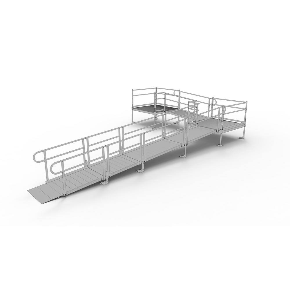 EZ-ACCESS PATHWAY 26 ft. L-Shaped Aluminum Wheelchair Ramp Kit with ...