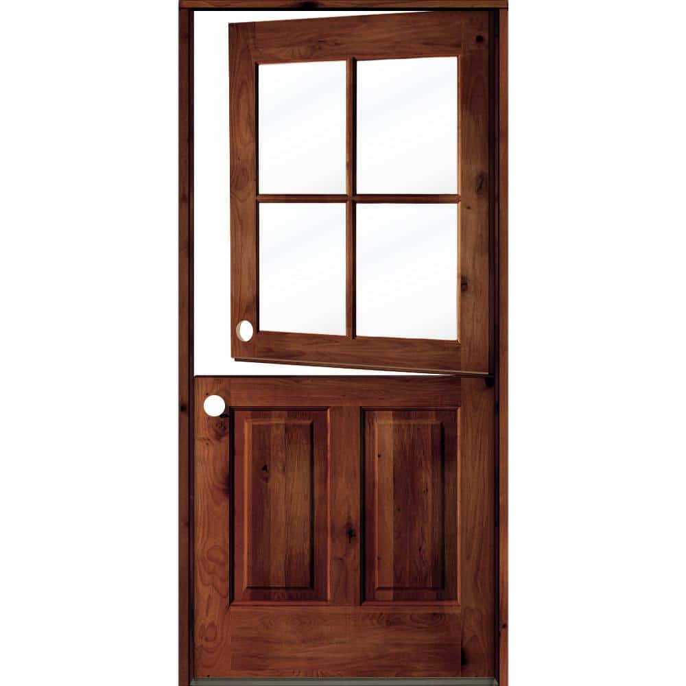 Krosswood Doors 32 in. x 80 in. Knotty Alder Right-Hand/Inswing 4-Lite ...