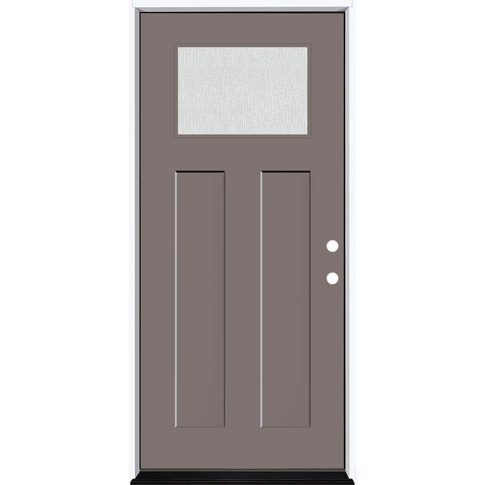 Steves & Sons Legacy 36 in. x 80 in. 1/4 Toplite Rain Glass LHIS Primed ...