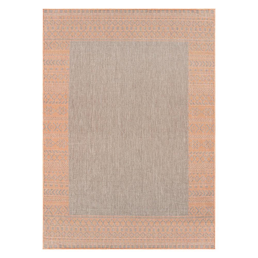 World Rug Gallery Rust 5 ft. x 7 ft. Bohemian Bordered Flatweave ...