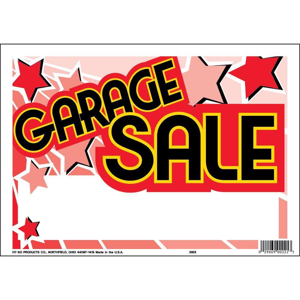 HY-KO 9 in. x 12 in. Plastic Contemporary Garage Sale Sign 3903 - The ...
