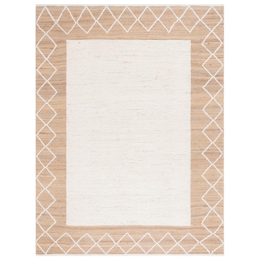 SAFAVIEH Natural Fiber Beige/Ivory 8 ft. x 10 ft. Diamond Border Area ...