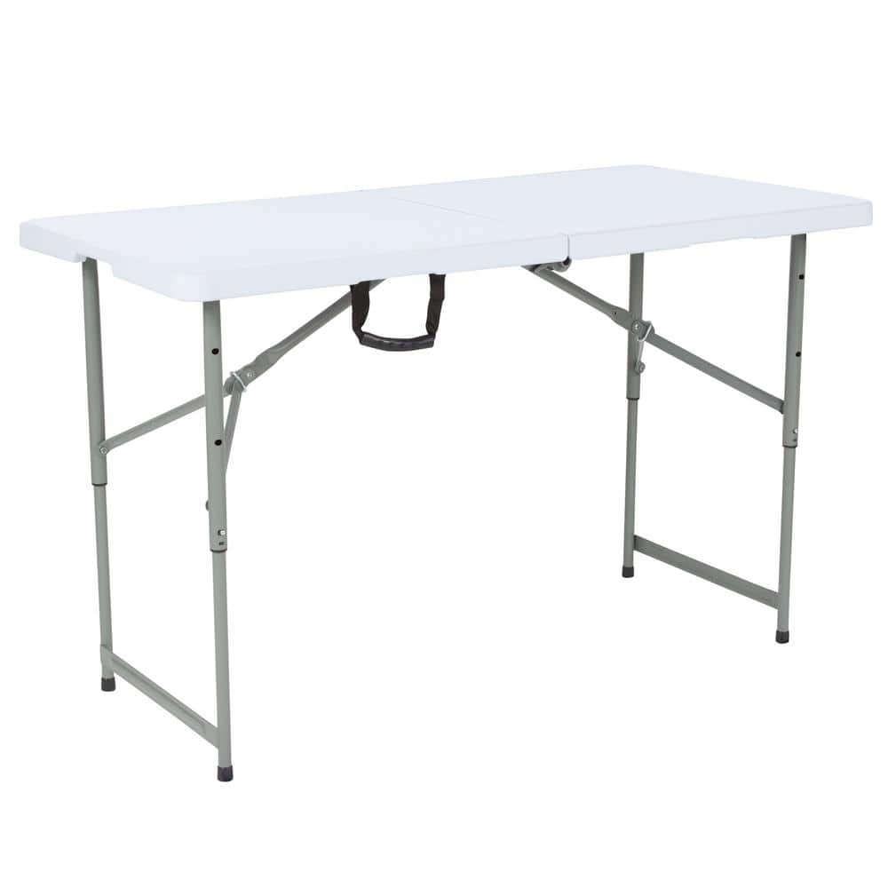 Carnegy Avenue 48 in. Granite White Plastic Tabletop Metal Frame ...