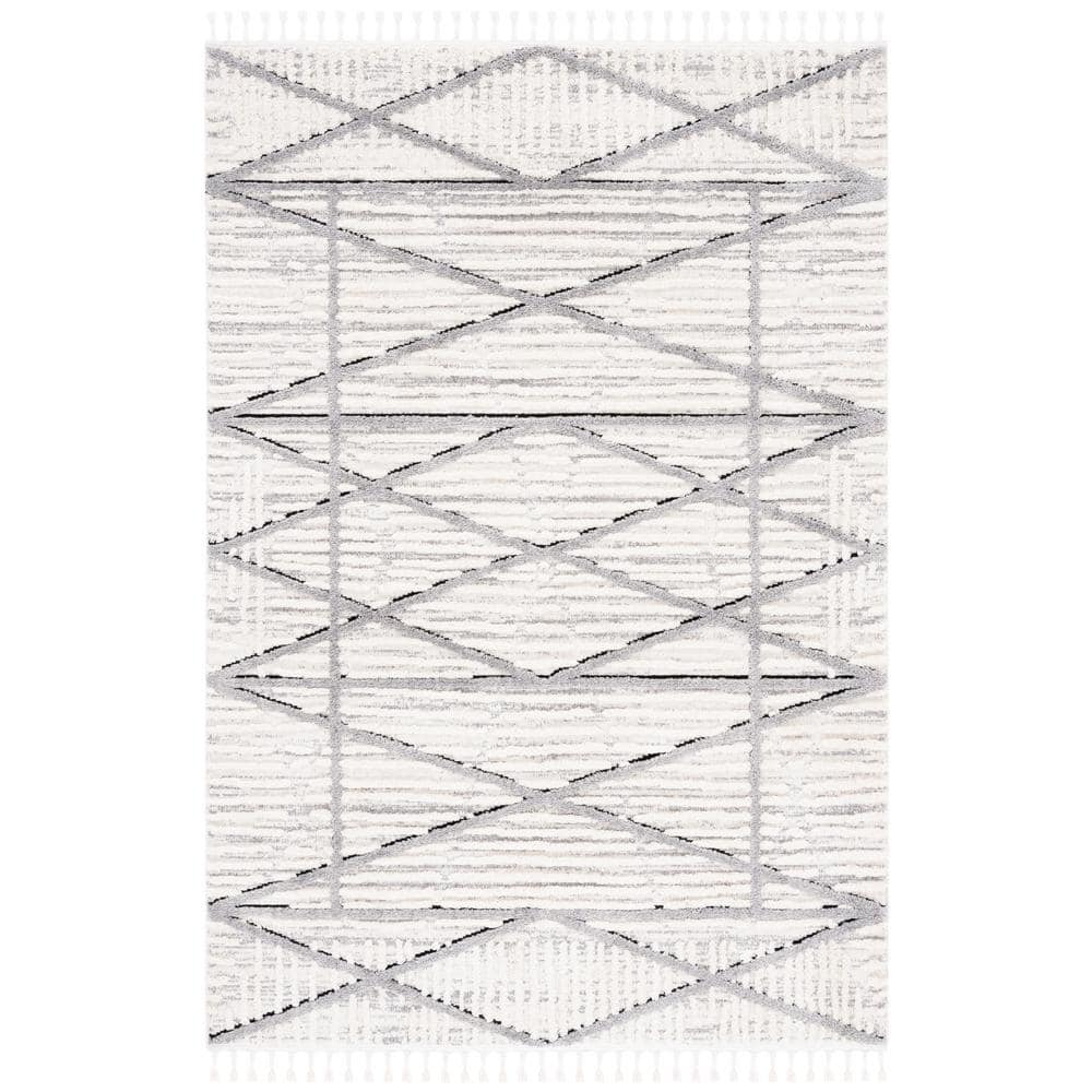 SAFAVIEH Marrakesh Beige/Gray Doormat 3 ft. x 5 ft. Abstract Geometric ...