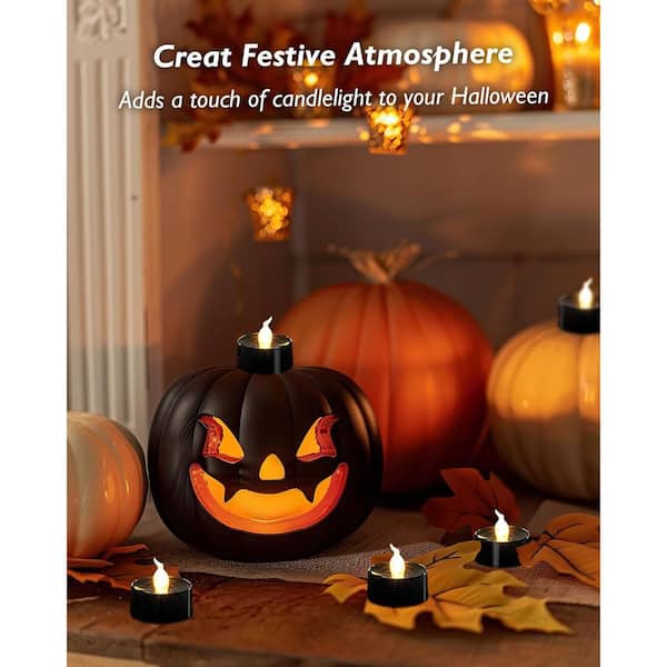 24-Pack Black LED Flameless Candle Tea Light Votives - Battery Operated ...