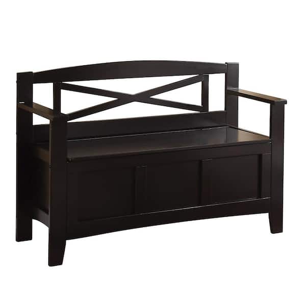 OS Home and Office Furniture Metro Black Wood Veneer Storage Bench 30 ...