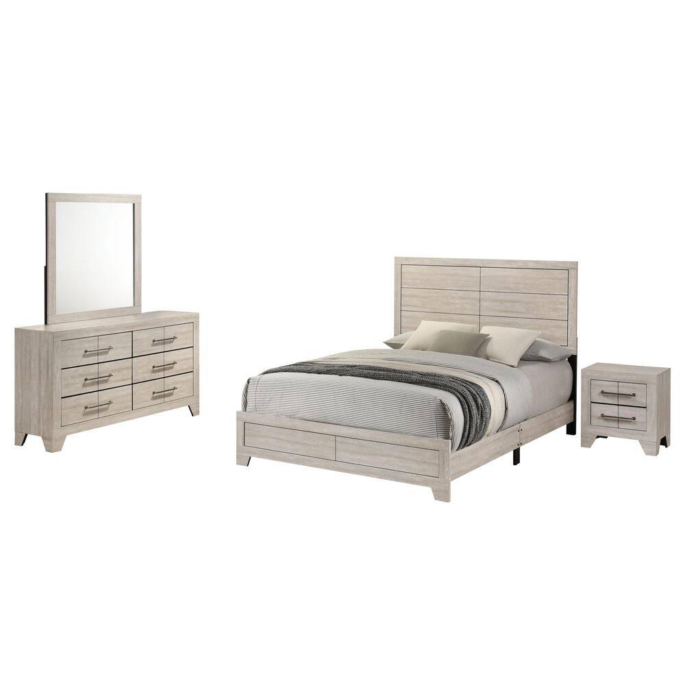 Best Quality Furniture Dolce 4-Piece Rustic Grey Oak Color Wood Queen ...