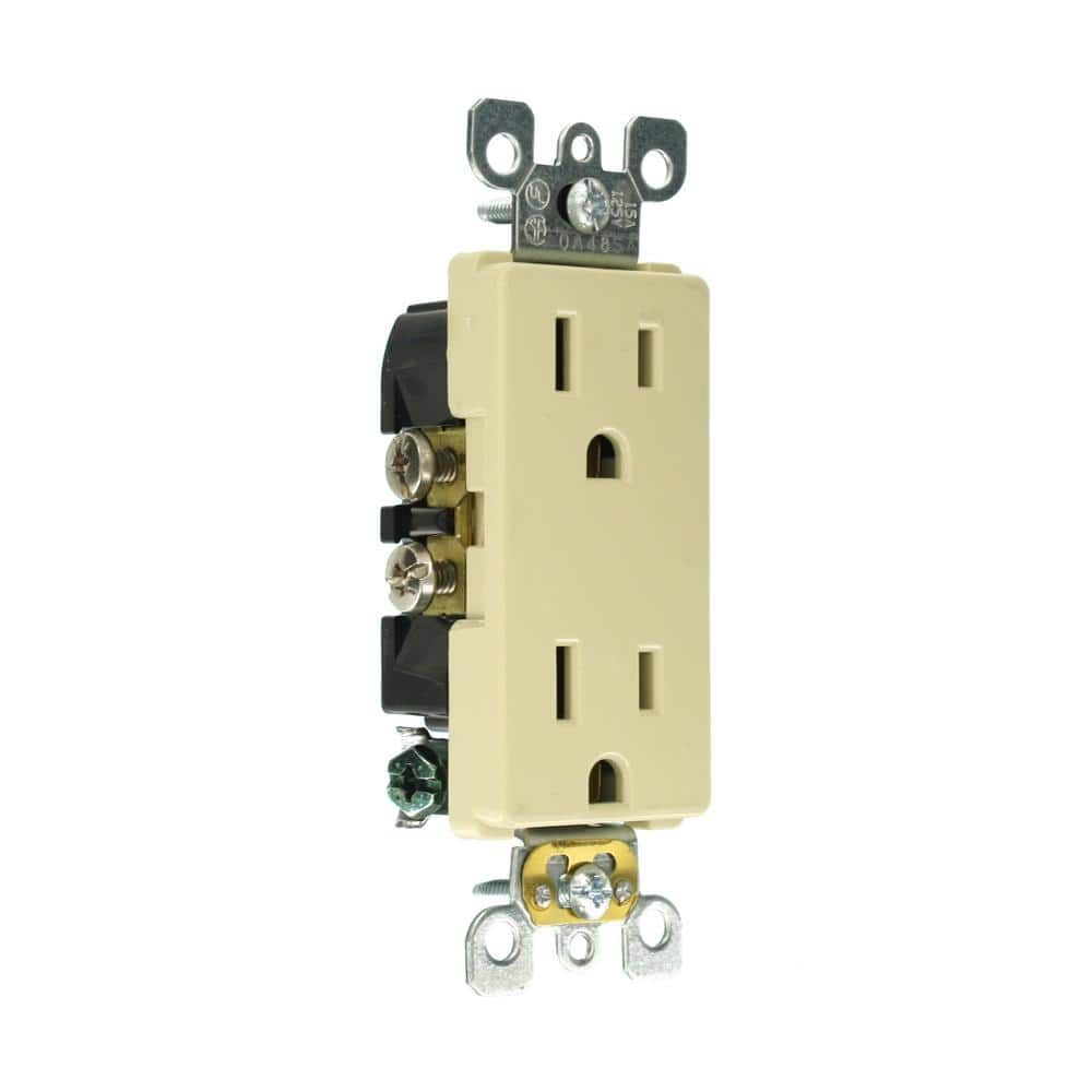 Leviton Decora 15 Amp 125 V Duplex Outlet/Receptacle, Ivory (1-Pack ...