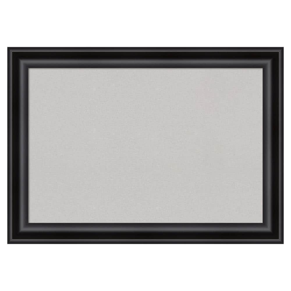 Amanti Art Grand Black Framed Grey Corkboard 42 in. x 30 in Bulletin ...