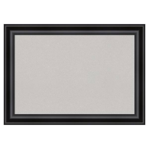 Amanti Art Grand Black Framed Grey Corkboard 42 in. x 30 in Bulletin ...