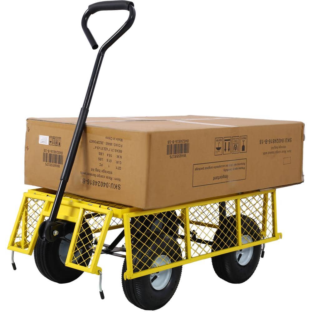 Runesay Steel Garden Cart Steel Mesh Removable Sides 3 cu ft 550 lb ...