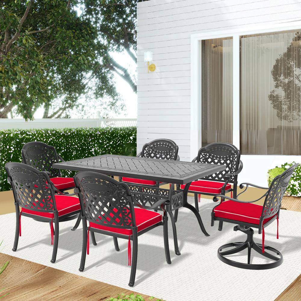 Willit Isabella 7-Piece Cast Aluminum Outdoor Dining Set with ...