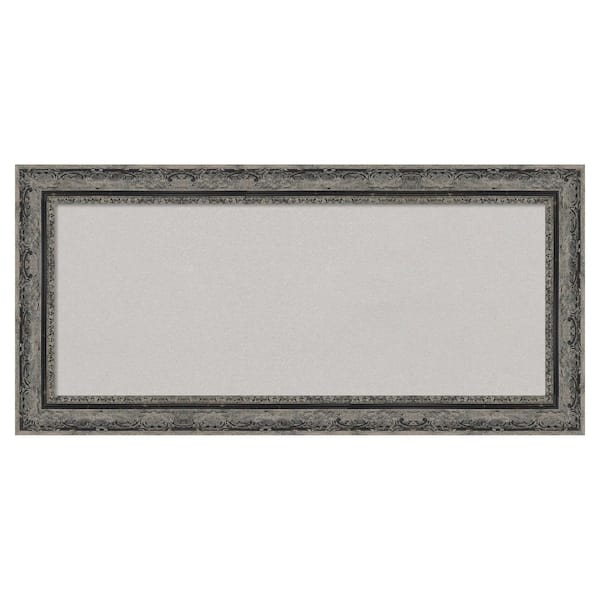 Amanti Art Filigree Matte Black 34 in. x 16 in. Poly Framed Grey Cork ...