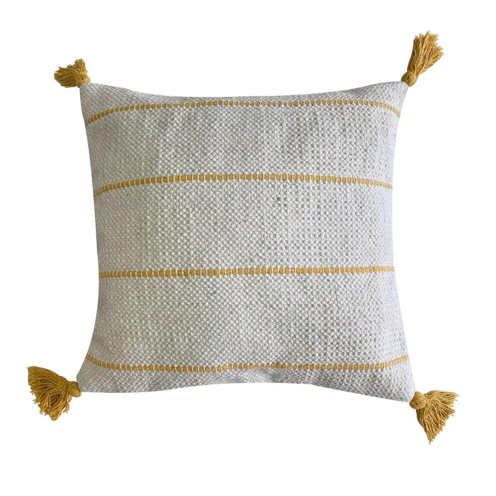 Harper Lane Mara Cotton Decorative Throw Pillow 18 x 18 in. Beige 17381 ...