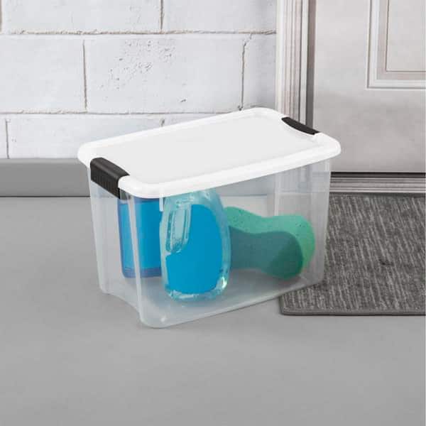 Sterilite 30 Qt. Ultra Latch Storage Box with White Lid and Clear Base ...