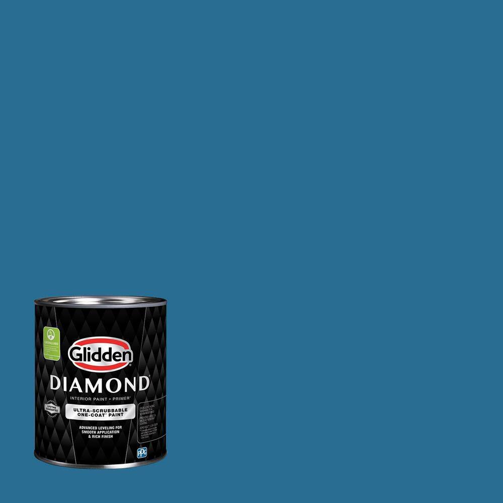 Glidden Diamond 1 qt. PPG1158-6 Blue Oasis Satin Interior Paint with ...