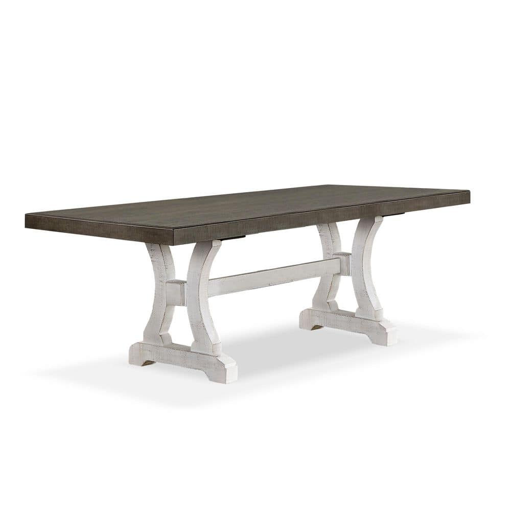 Furniture of America Wicks Distressed White and Gray Wood 86 in ...