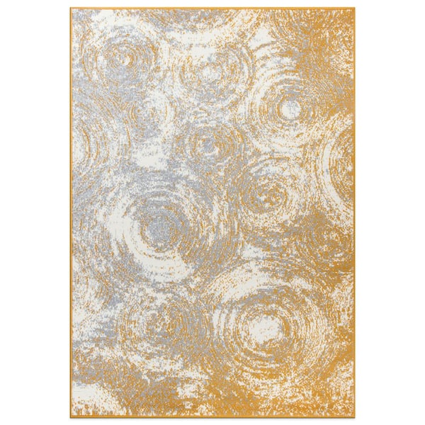 World Rug Gallery Contemporary Distressed Circles 7 ft. 10 in. x 10 ft ...
