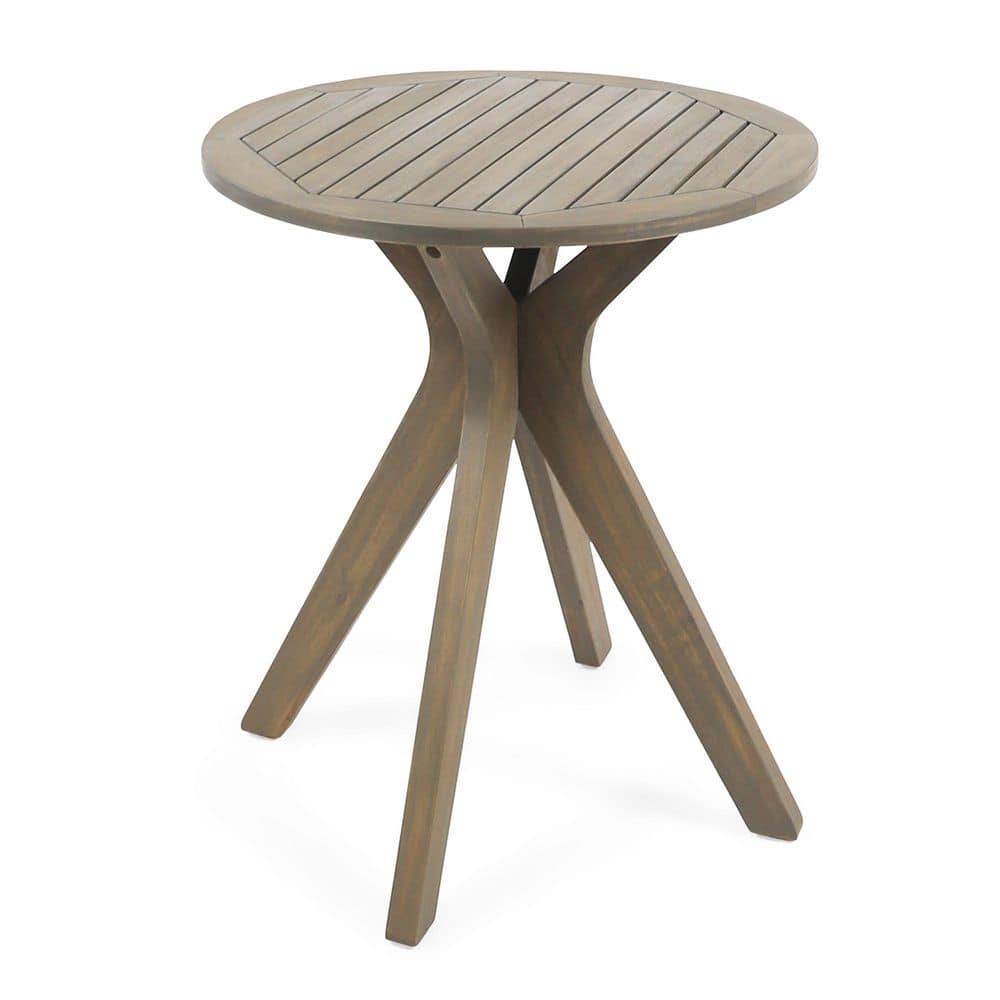27.5 in. W x 30 in. H Gray Wood Outdoor Side Table with Round Table Top ...