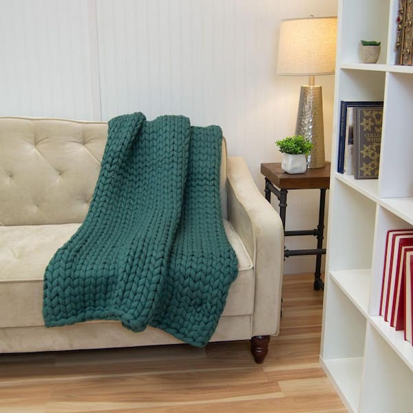 DONNA SHARP Chunky Knitted Peacock Acrylic Throw Blanket 70019 - The ...