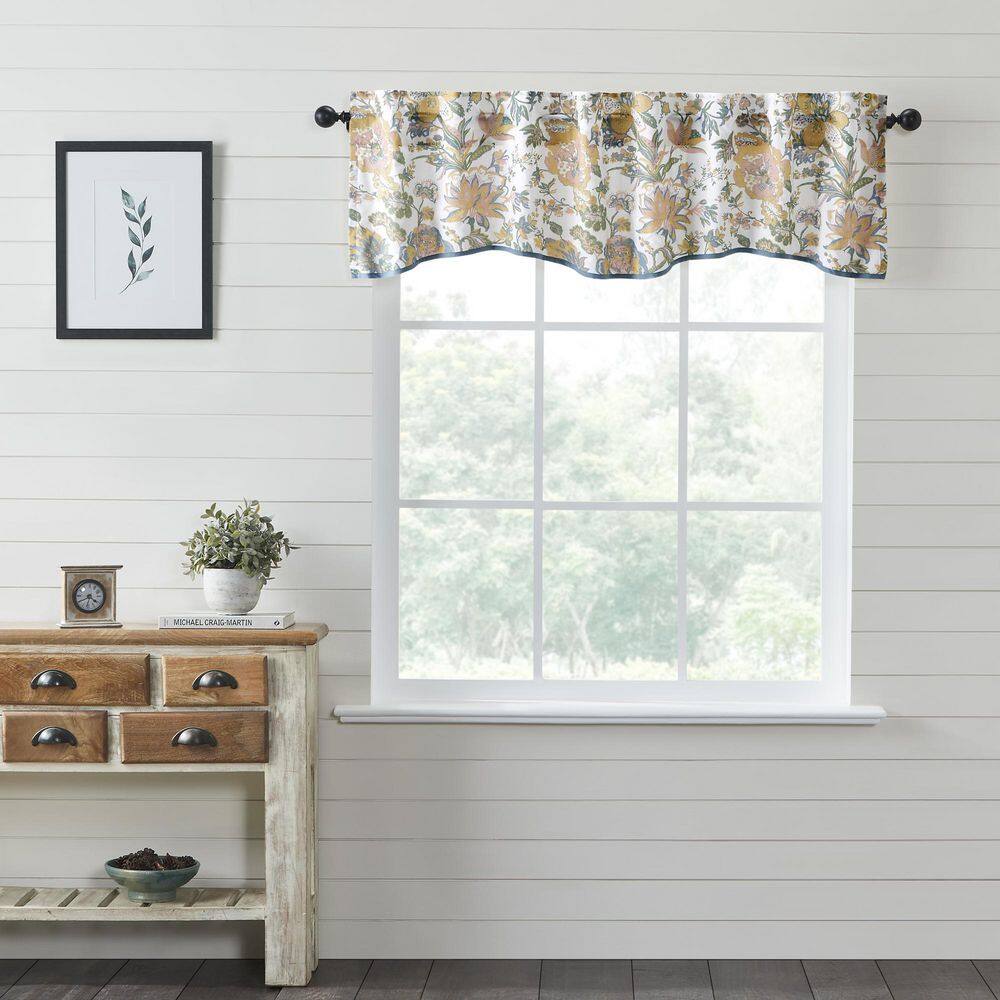 VHC BRANDS Wilder Floral 72 in. L x 18 in. W Cotton Valance in Antique ...