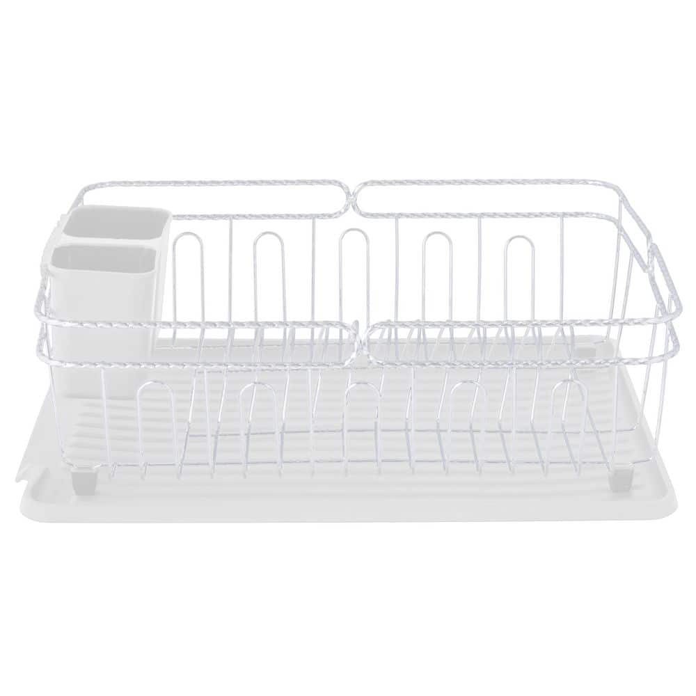 Kitchen Details Twisted Chrome 3-Piece White Dish Rack 4028-WHT - The ...